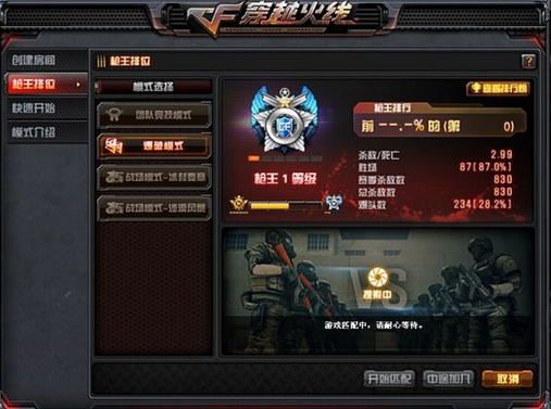 cf枪王排位怎么匹配不了 为什么一直匹配不到人-8090网页游戏